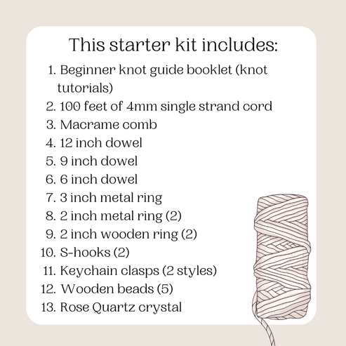 Macrame starter kit supply box – Cord + Quartz