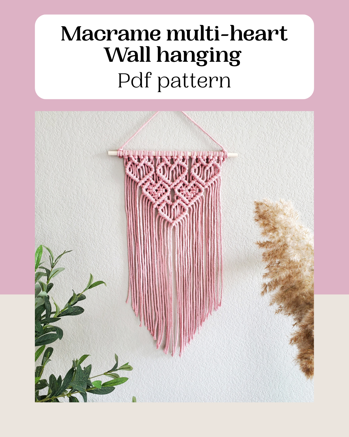 Macrame wall hanging pdf pattern "valentine" – Cord + Quartz