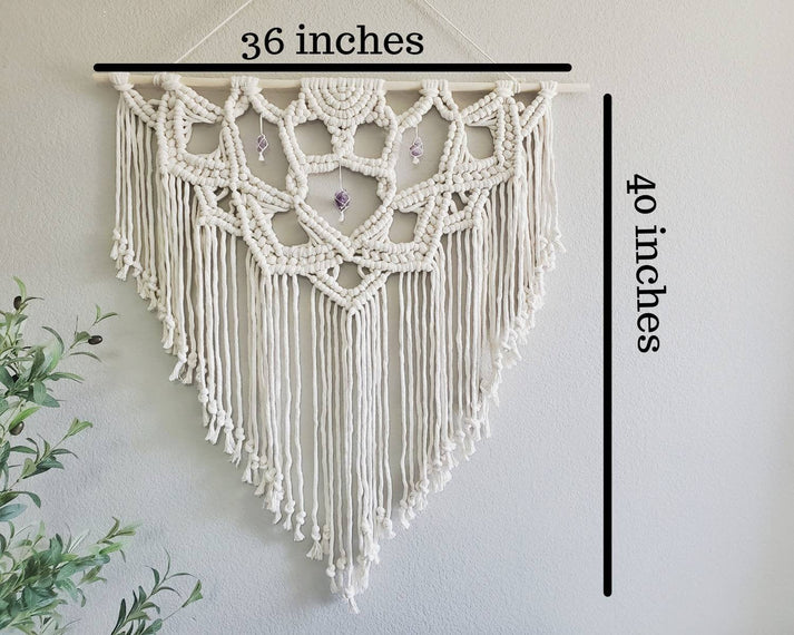 Large macrame half mandala wall hanging – Cord + Quartz