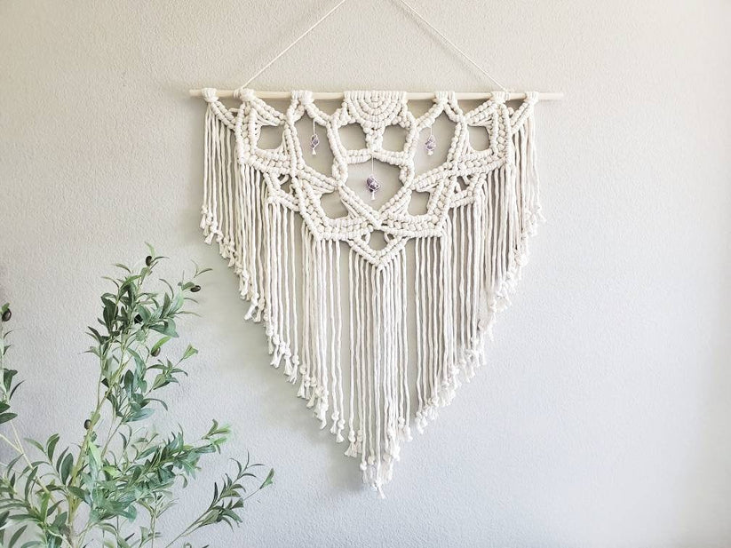 Large macrame half mandala wall hanging – Cord + Quartz