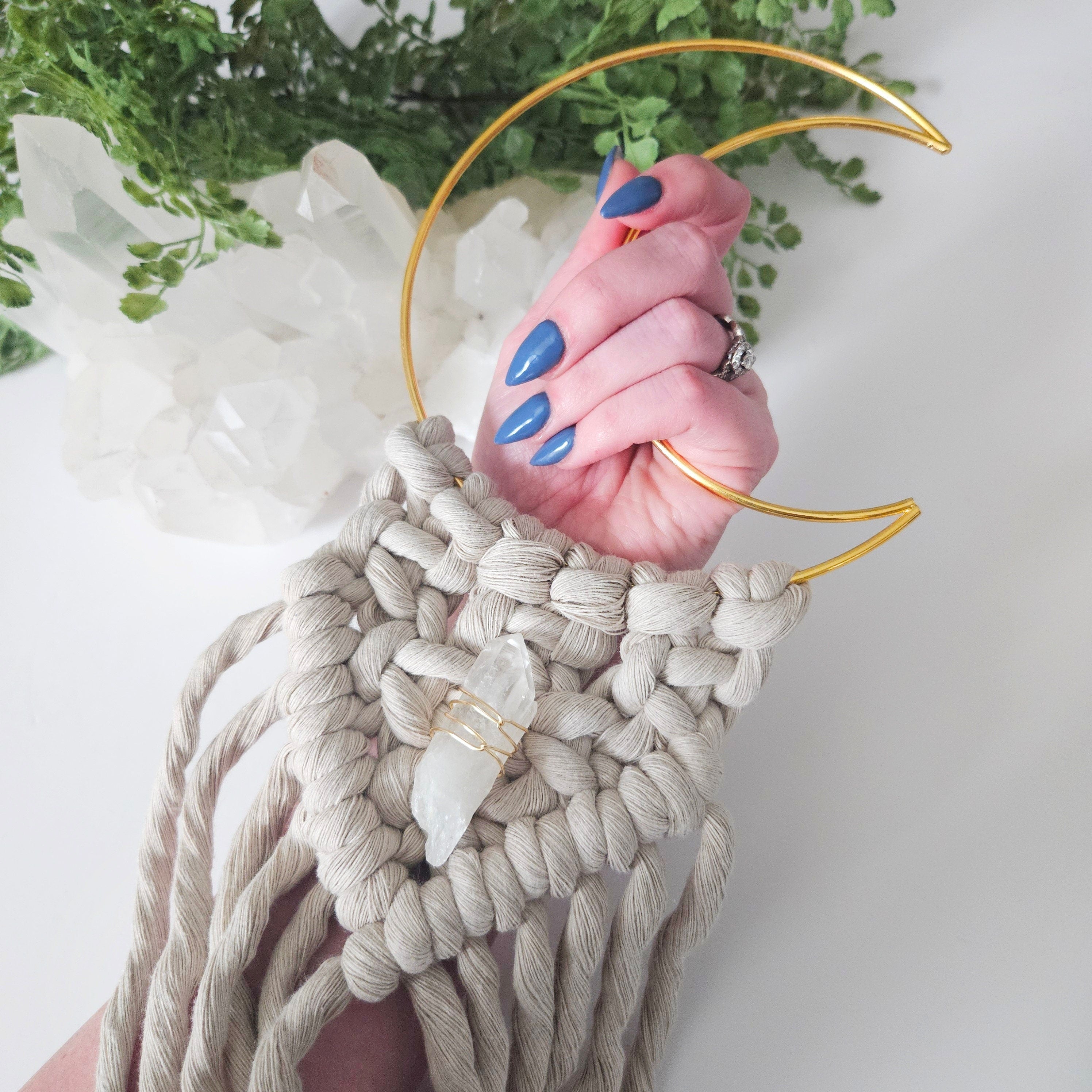 Macrame moon and crystal DIY KIT. Beginner tutorial and materials ...