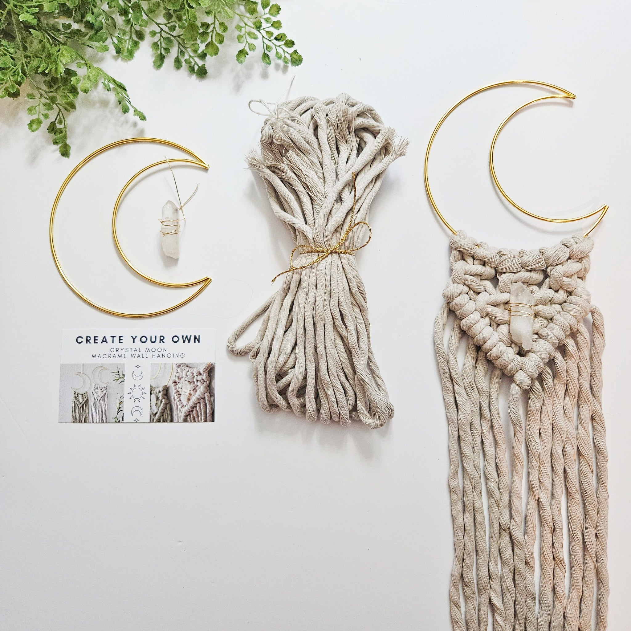 Macrame moon and crystal DIY KIT. Beginner tutorial and materials ...
