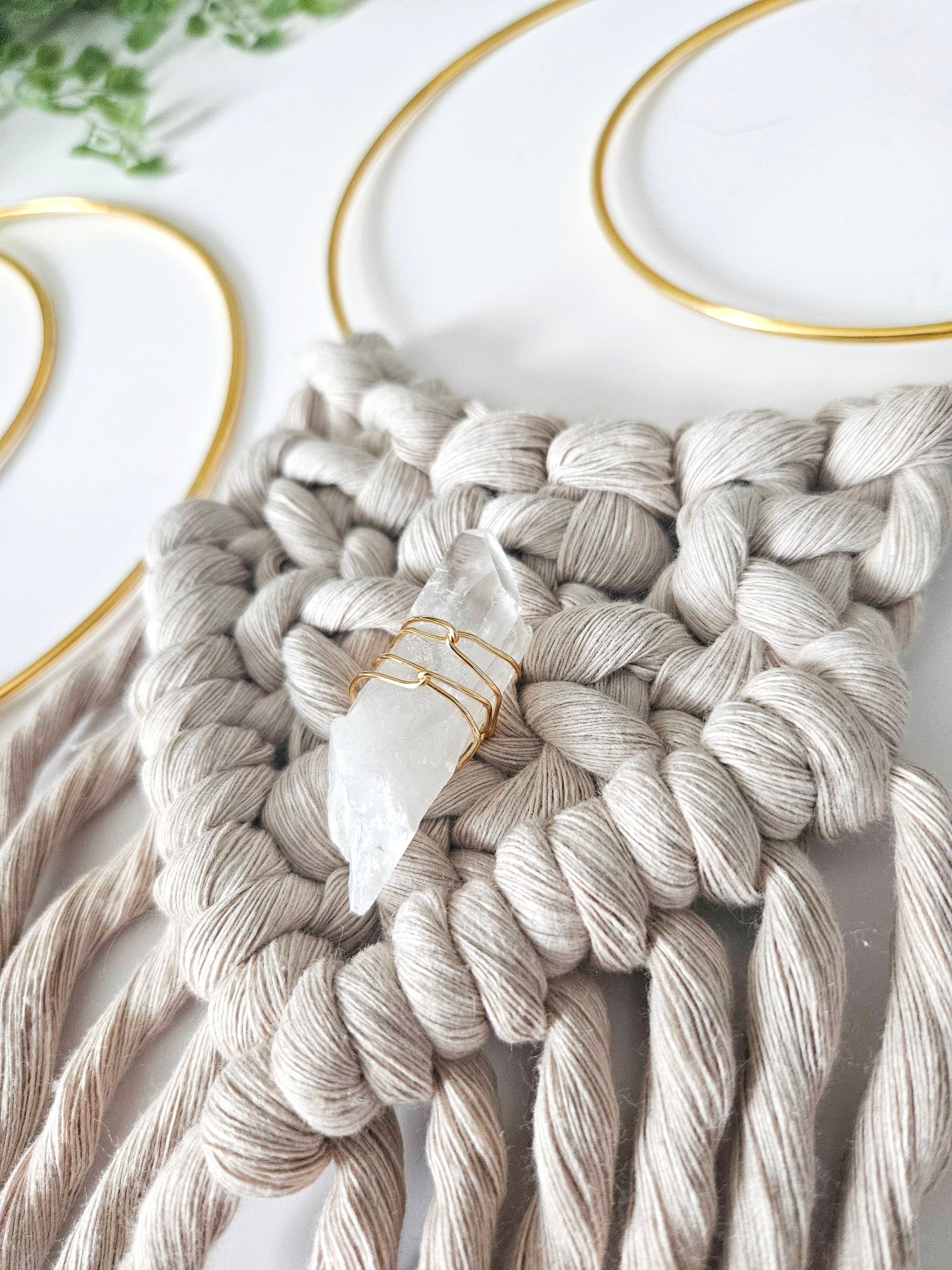Macrame moon and crystal wall hanging. Celestial wall home decor for h ...