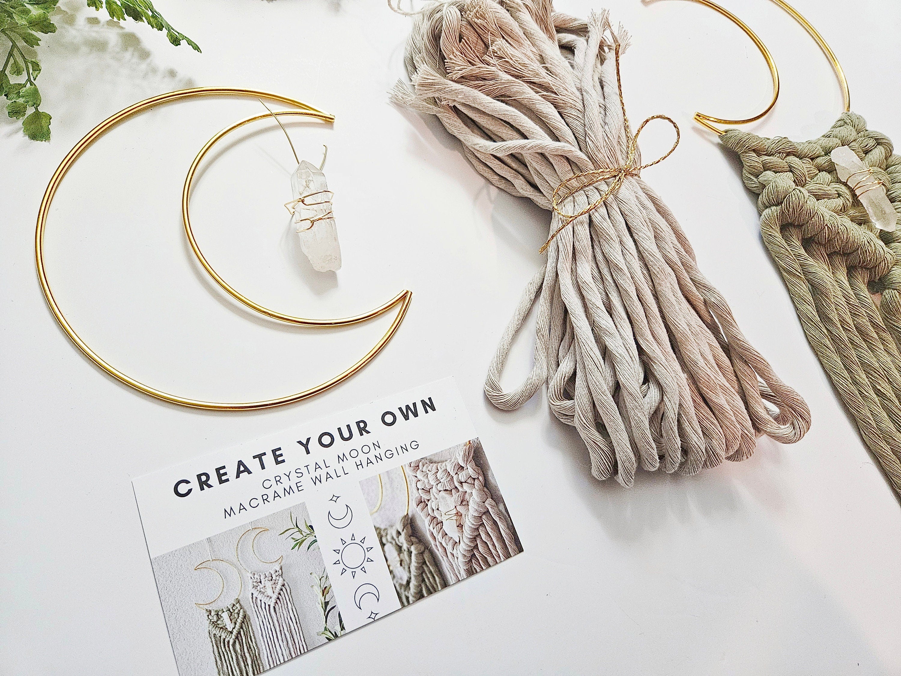 Macrame moon and crystal DIY KIT. Beginner tutorial and materials ...