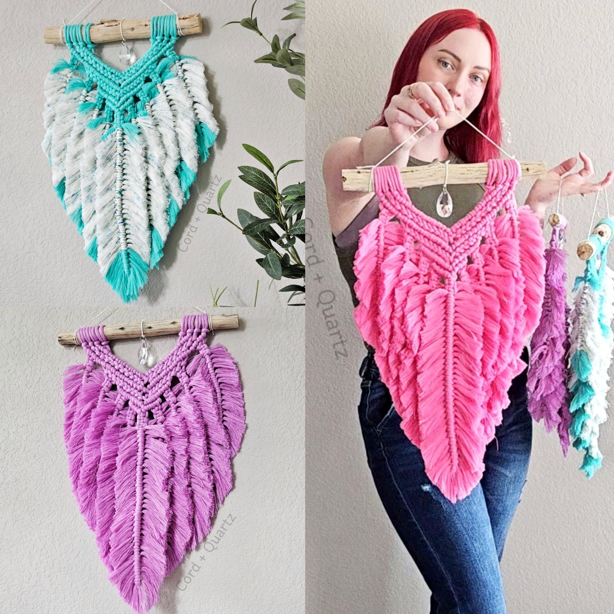12x18 Macrame Feathered wall hanging. 3 styles to choose from. Ready t ...